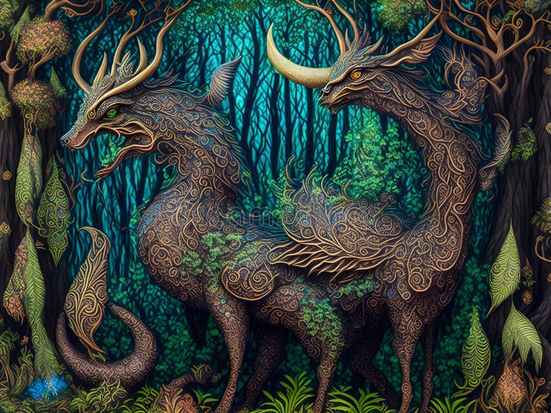 Mystic Forest Creature, Generative AI Illustration Stock Illustration ...