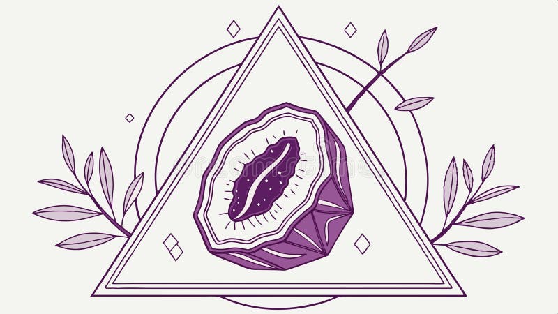 Mystic Geometric Symbol with Triangle Gem and Botanical Elements Vector ...