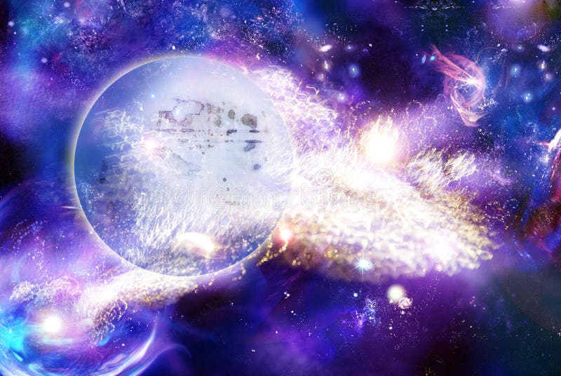 Mystic Luminous Nebula And Planet Stock Illustration - Illustration of ...