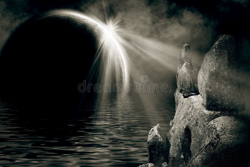 Mystic night landscape stock illustration. Illustration of space - 18458528