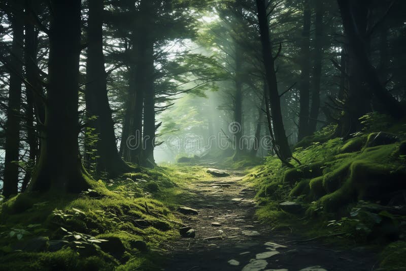 Mystic Path through the Veiled Forest Beautiful Nature Wonder Relaxing ...