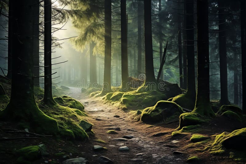 Mystic Path through the Veiled Forest Beautiful Nature Wonder Relaxing ...