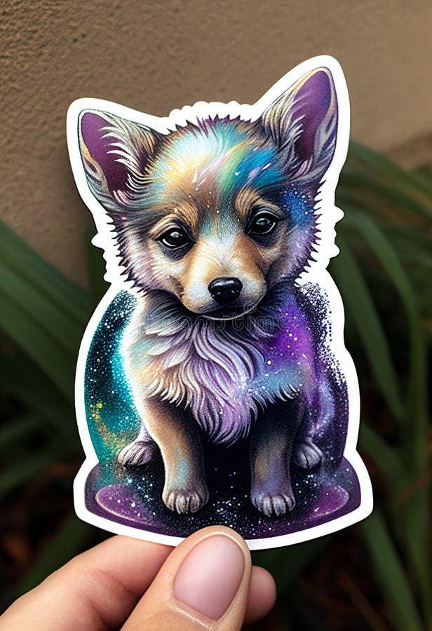 Mystic Puppy Sticker. AI Generated Stock Illustration - Illustration of ...