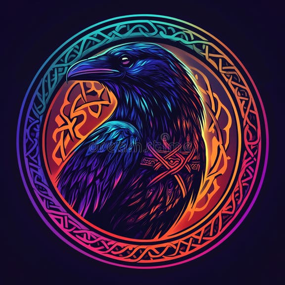 Mystic Raven in Celtic Knotwork Circle Stock Image - Image of dark ...