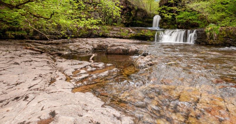 Flowing Waterfalls and River Scene Stock Photo - Image of location ...