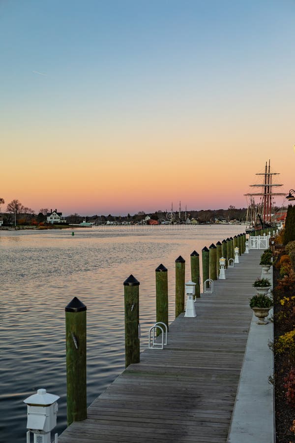 Mystic River in Mystic, Connecticut at Sunset Stock Image - Image of ...
