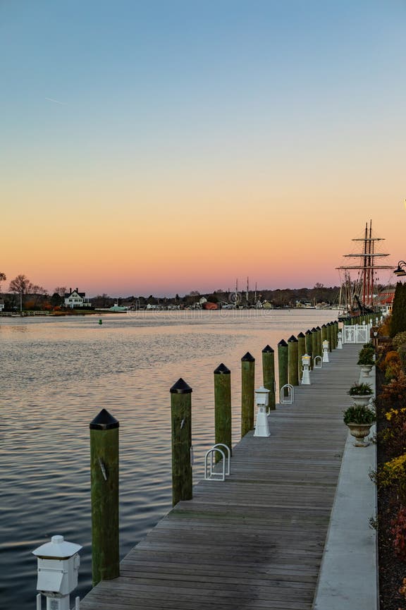 Mystic River in Mystic, Connecticut at Sunset Stock Image - Image of ...