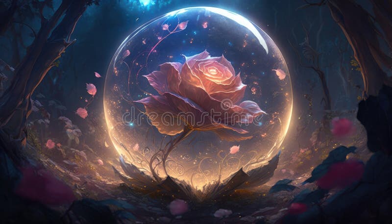 Mystic Rose Illumination. Generative AI Stock Illustration ...