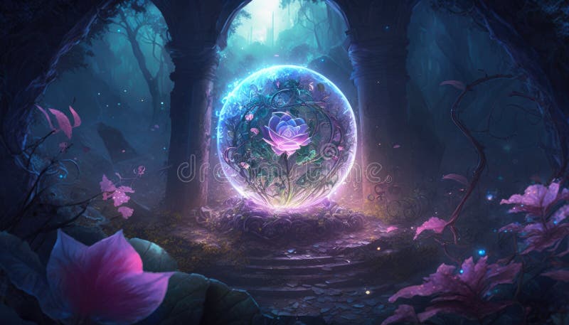 Mystic Rose Illumination. Generative AI Stock Illustration ...