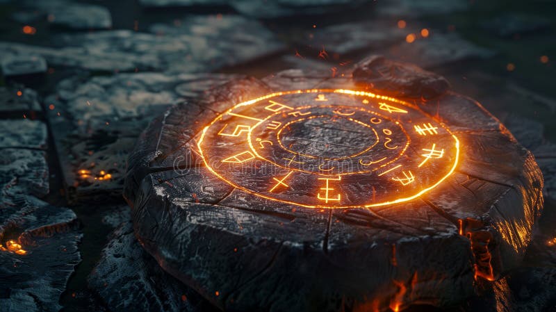 Mystic Runes Glowing on an Ancient Artifact Stock Illustration ...