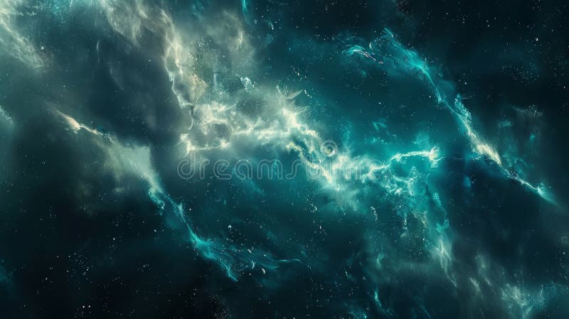 Mystic Teal Nebula Background, Cosmic Space Dust Texture, Galaxy ...