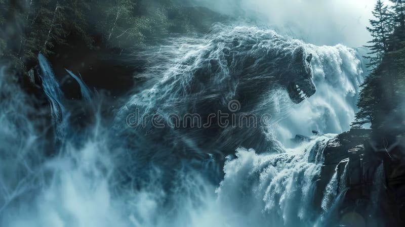 Mystic Waterfall Cascade in Misty Forest Stock Image - Image of ...