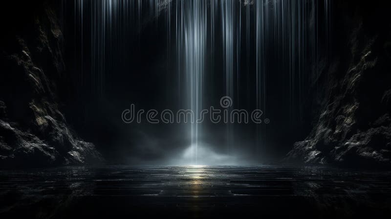 Mystic Waterfall in a Cavern with Ethereal Light. Generative Ai Stock ...