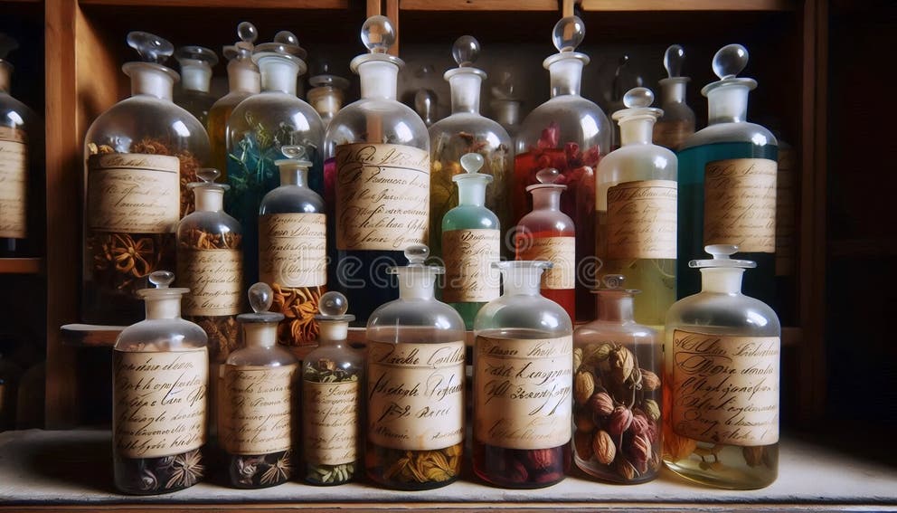 Mystical Alchemy Bottles, Ai Generated Image Stock Image - Image of ...