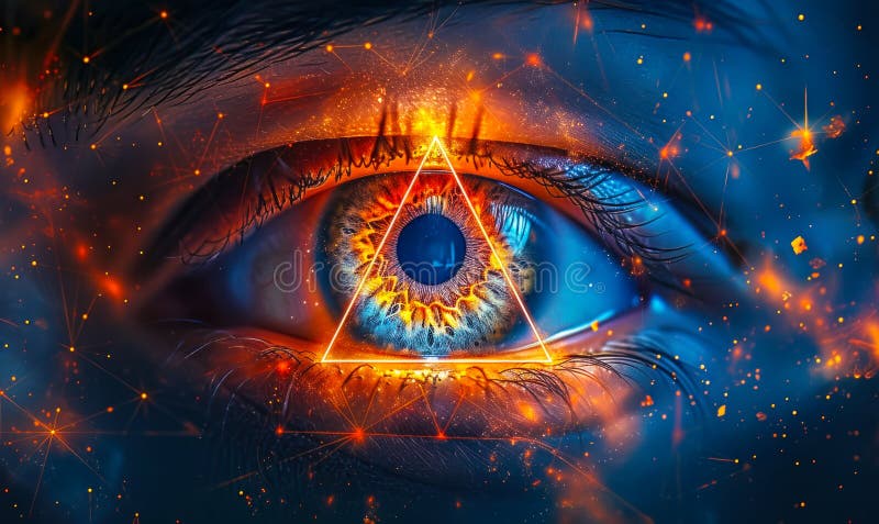 Mystical All-seeing Eye Encased in a Glowing Triangle Amidst Cosmic ...
