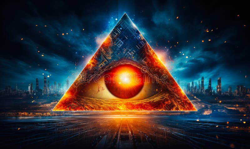 Mystical All-seeing Eye Encased in a Glowing Triangle Amidst Cosmic ...
