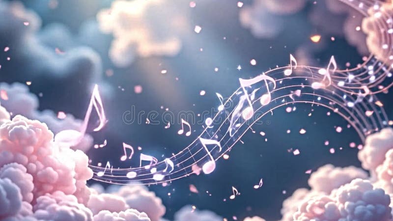 Mystical Animated Background, Ethereal Musical Notes Intertwined with ...