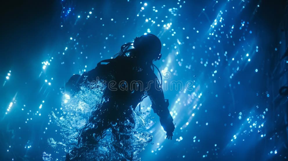 Mystical Astronaut in Deep Dive: Abstract Space Exploration Concept ...