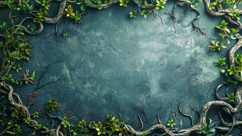 Mystical Backdrop with Creeping Vines and Lush Greenery on a Dark ...