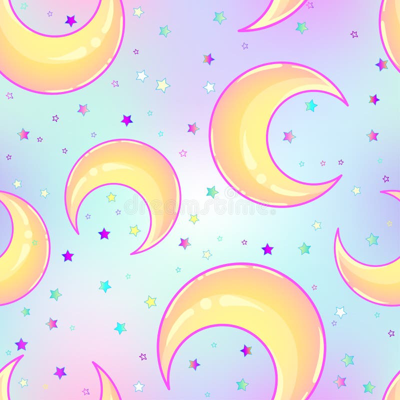 Mystical Background with Crescent Moons, Abstract Seamless Pattern ...