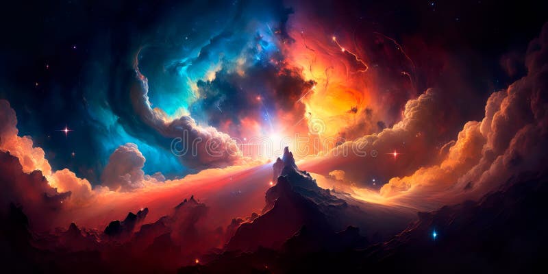 Mystical Beautiful Space.Secrets of Deep Space. Generative AI Stock ...