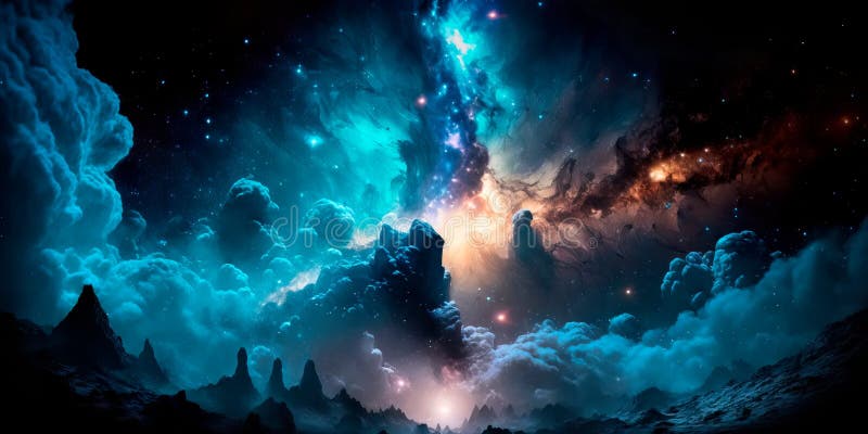 Mystical Beautiful Space.Secrets of Deep Space. Generative AI Stock ...
