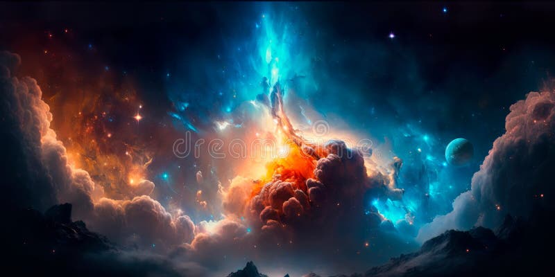 Mystical Beautiful Space.Secrets of Deep Space. Generative AI Stock ...