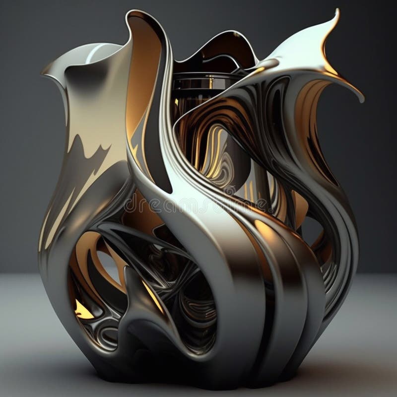 Mystical Biomorphic Abstraction Created from the Metal of Gold and ...