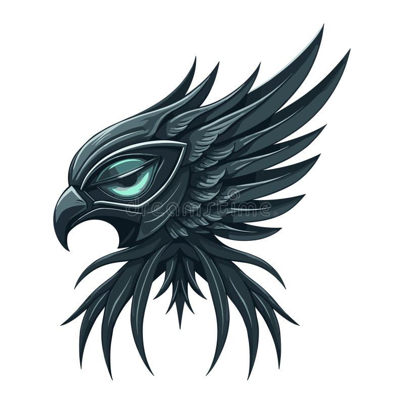 Mystical Bird Design with Sharp Angular Feathers and Glowing Eye ...