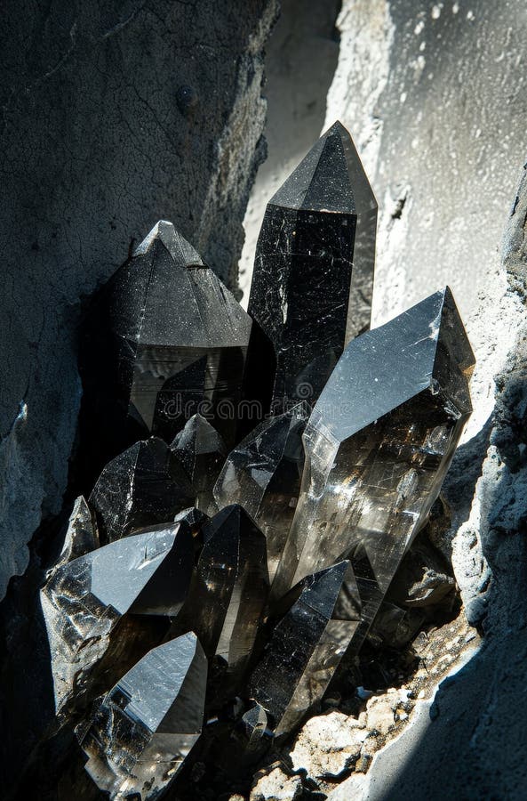 Mystical Black Quartz Crystal Formation Stock Illustration ...