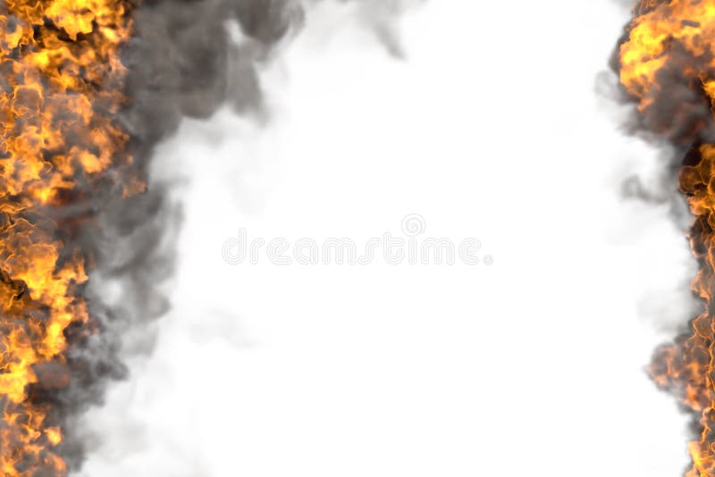 Fire 3D Illustration of Melting Hell Frame Isolated on White with Dense ...