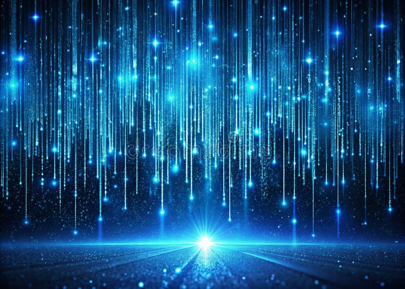 Mystical Blue Binary Code Rain a Futuristic Abstract Background ...
