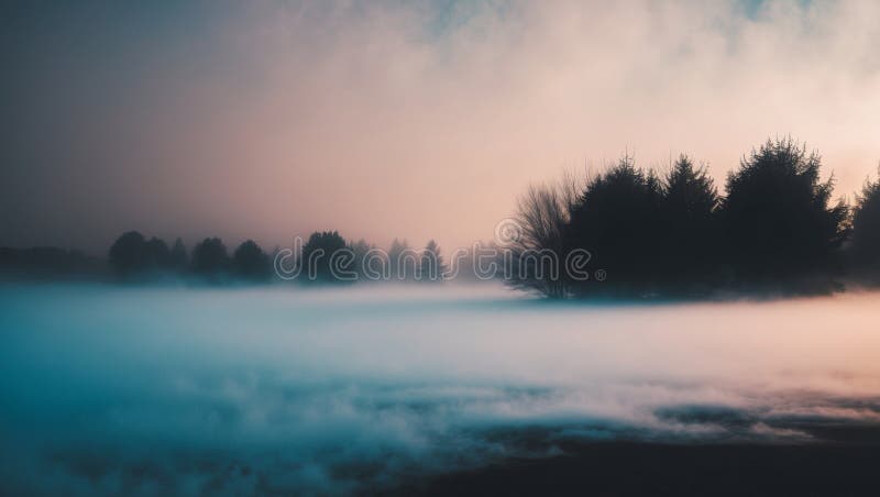 Mystical Blue Fog Blanketing Ground in Dramatic Abstract Contrast ...