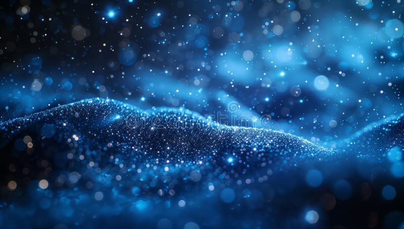 A Mystical Blue Light Waves Abstract Background Featuring Glittering ...