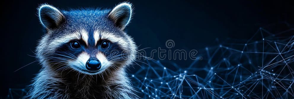 Mystical Blue Racoon in Digital Space Symbol of Innovation, Technology ...
