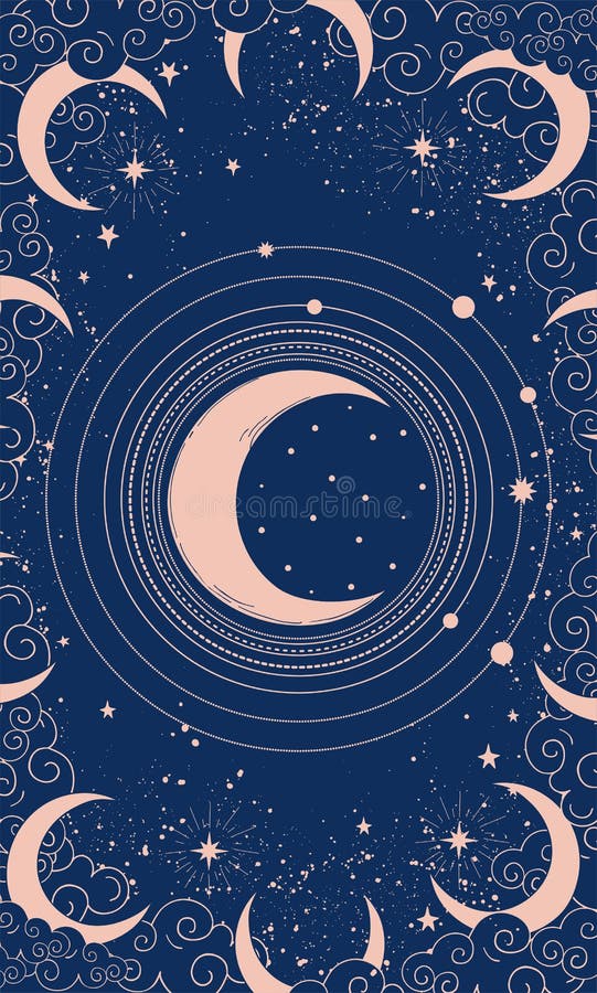Mystical Boho Tattoos With Sun Crescent Stars And Clouds Linear