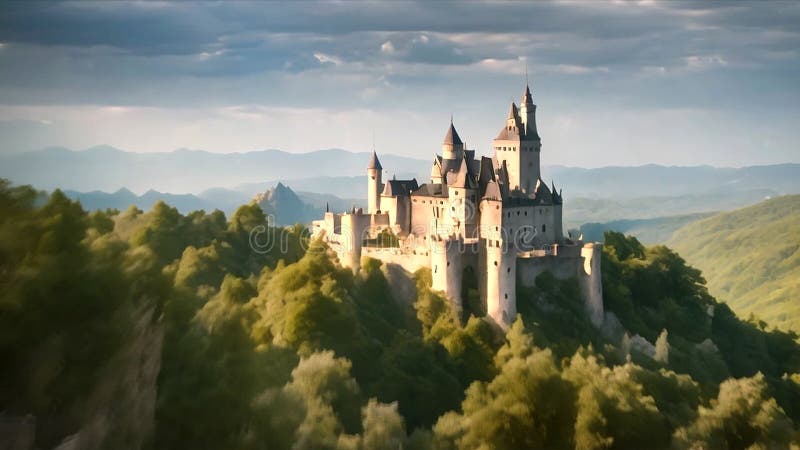 Mystical Castle in the Forest on the Mountain Stock Video - Video of ...