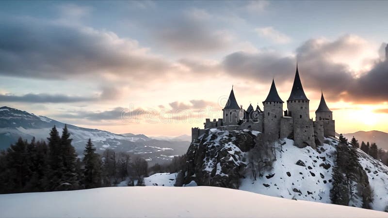 Mystical Castle in the Forest on the Mountain Stock Footage - Video of ...