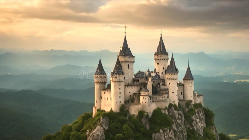 Mystical Castle in the Forest on the Mountain Stock Footage - Video of ...