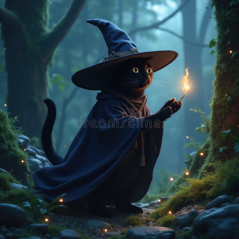 Mystical Cat Wizard Generative AI Stock Illustration - Illustration of ...