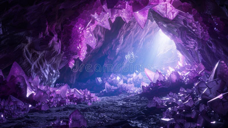 Mystical Cave Interior Illuminated by Soft Light, Showcasing an Array ...