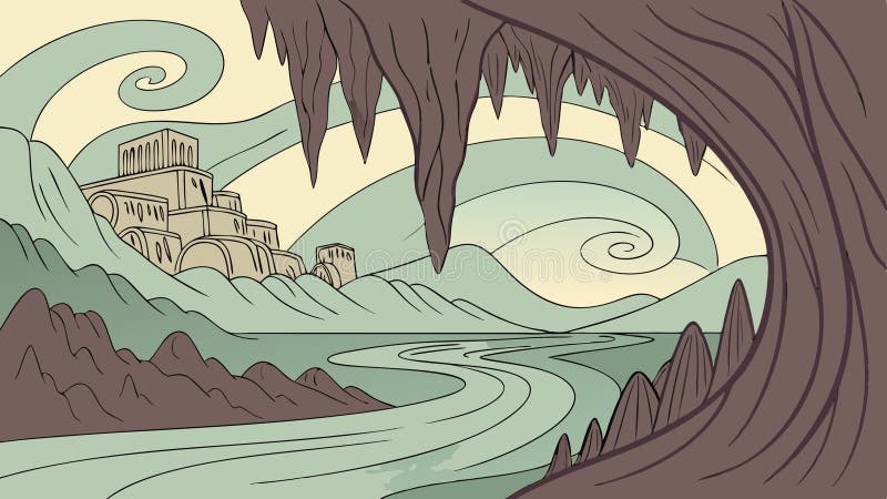 Mystical Cave Passage with Winding Path, Vector Design Generative AI ...