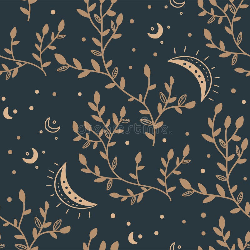Mystical and Celestial Seamless Pattern with Eyes, Stars, Palm and ...