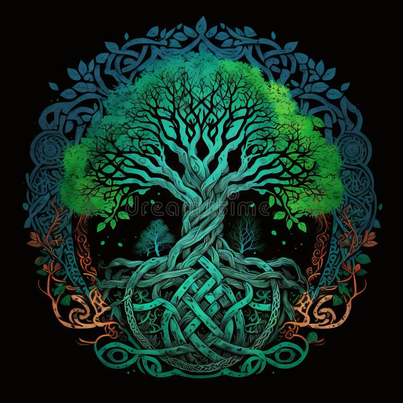 Mystical Celtic Tree of Life and Death, Generative AI Stock ...