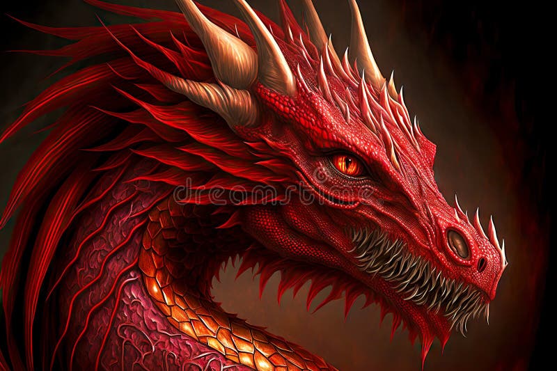 Mystical Chinese Red Dragons Grinned and Angrily Watching Stock ...