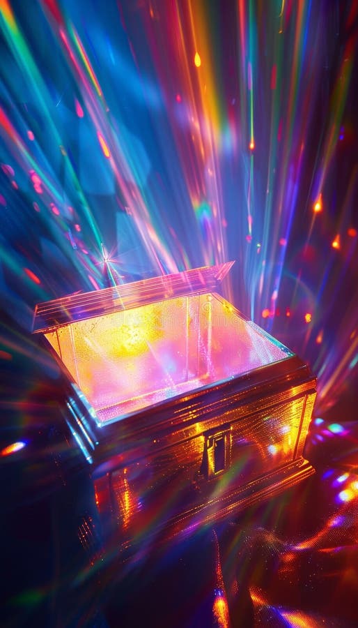 Mystical Close Up of Pandora S Box with Colorful Light Beams Escaping ...