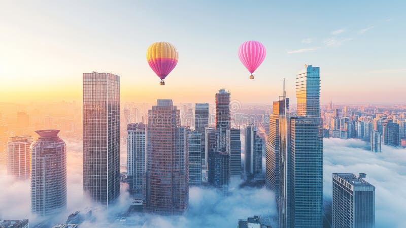 Mystical Clouds Envelop an Ethereal Cityscape, Creating a Dreamlike ...