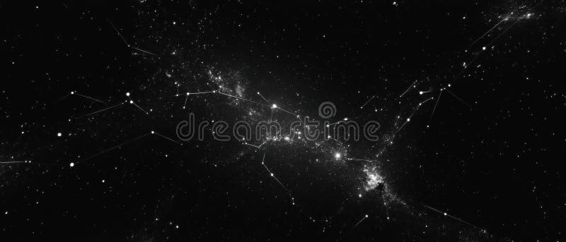 Mystical Constellations Intertwining Against a Cosmic Black Background ...