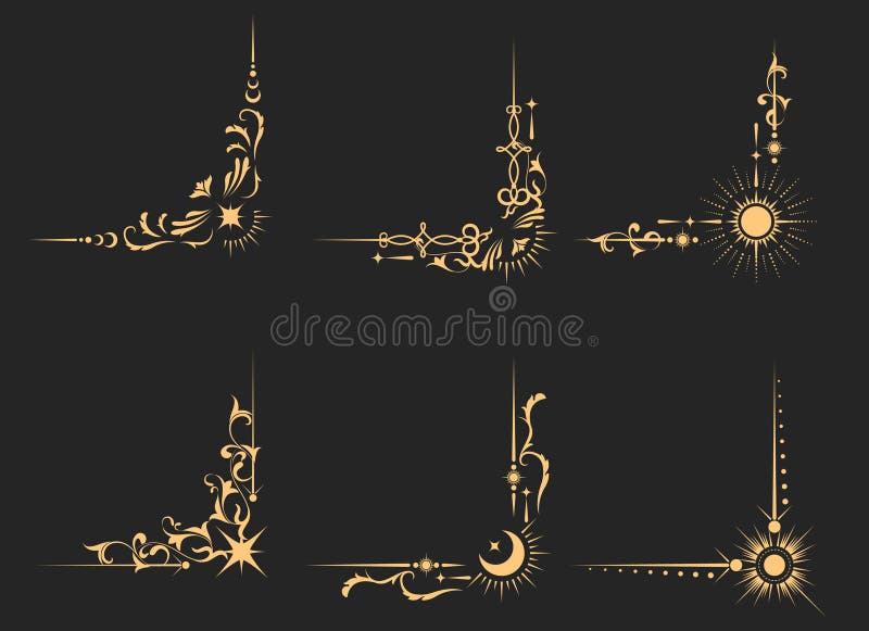 Mystical Corners and Frame Borders in Tarot Style, Magic Banners and ...