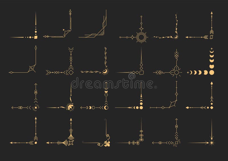 Mystical Corners Set, Frames and Borders in Tarot Style, Magic and ...